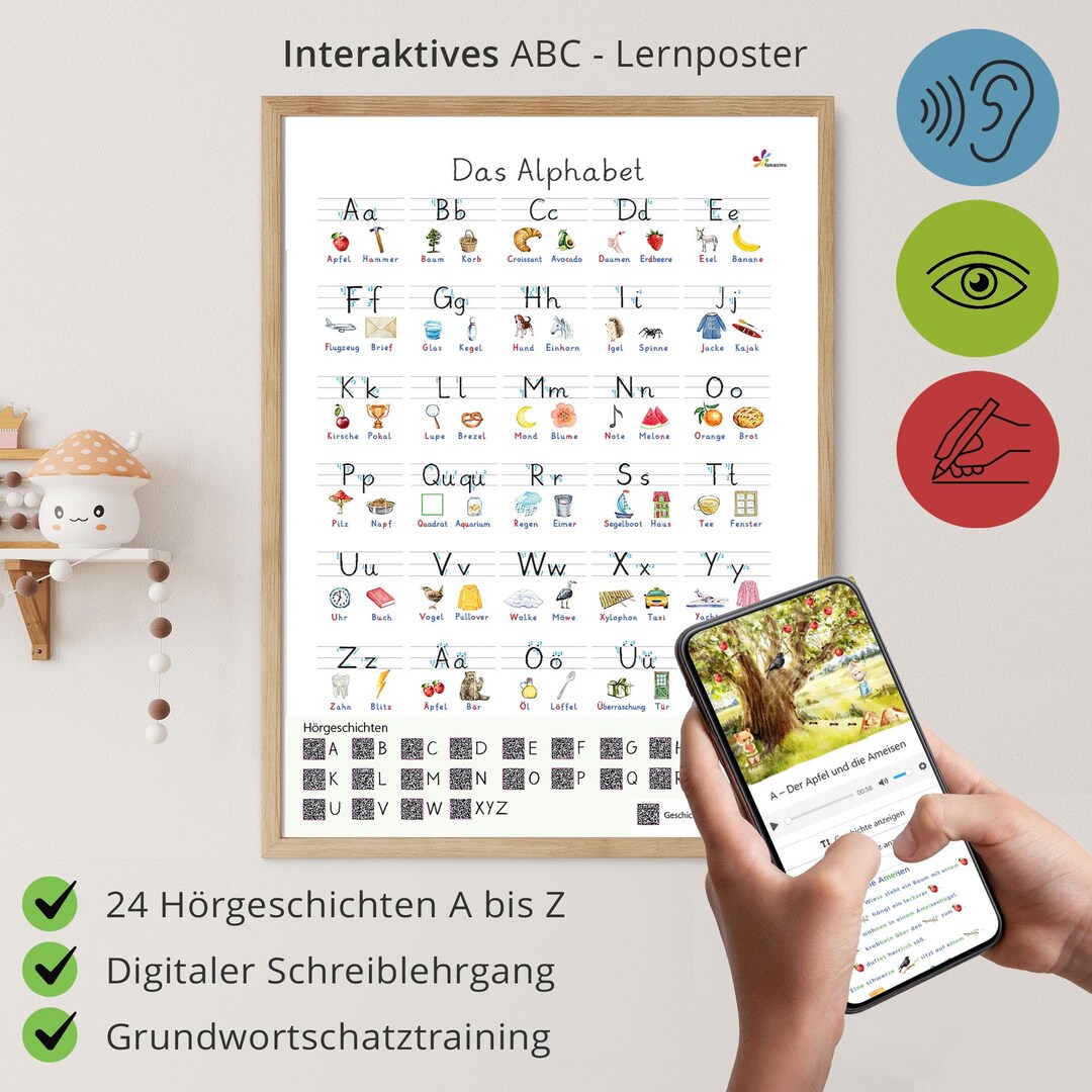 ABC – Reversible Poster in Dina2 With Audio Stories & Writing Course ...