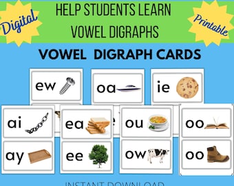 Vowel Digraphs Chart, Vowel Pairs, Phonics Chart, Vowel Teams, Phonics ...