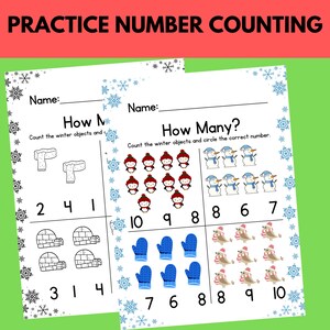 Winter Number Worksheets, Number Recognition, Number Writing, Number ...