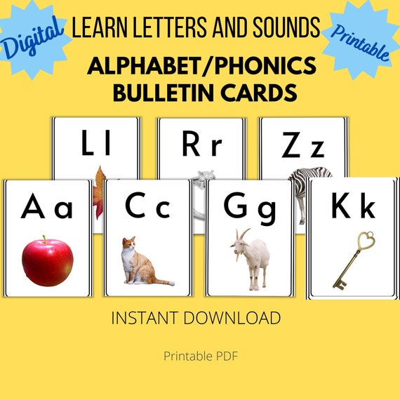 Alphabet/phonics Bulletin Cards Alphabet Cards Alphabet - Etsy