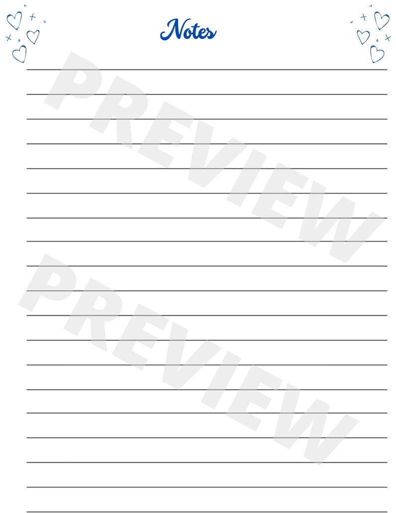 Undated Calendar/planner Blue Hearts, Digital Calendar, Undated ...