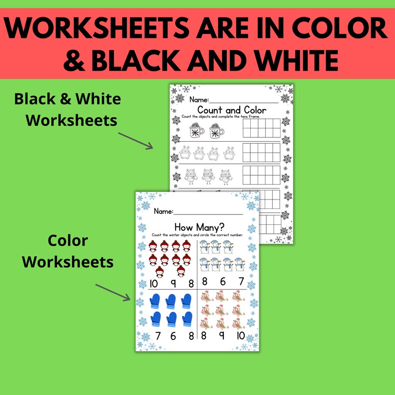 Winter Number Worksheets, Number Recognition, Number Writing, Number ...