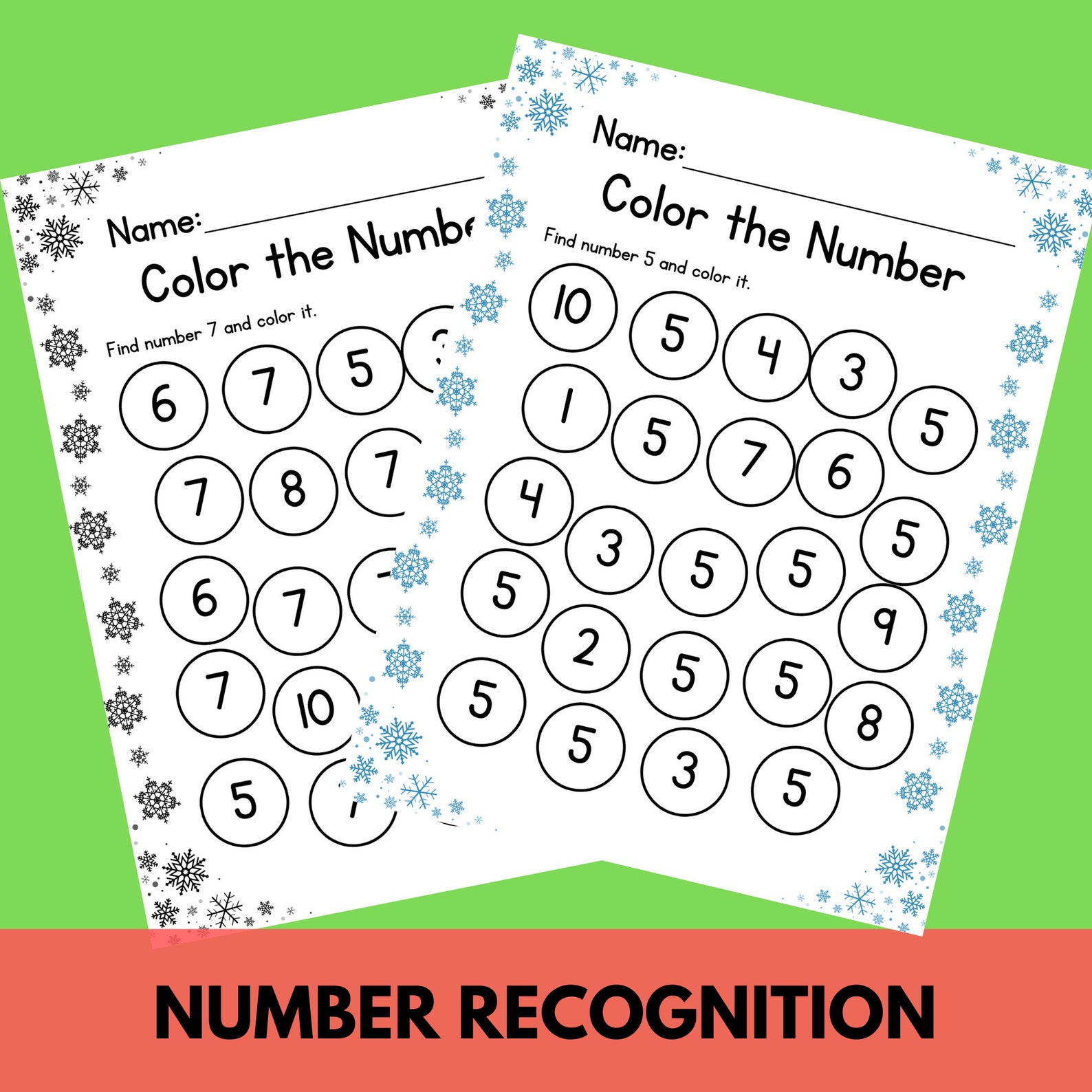 Winter Number Worksheets, Number Recognition, Number Writing, Number ...