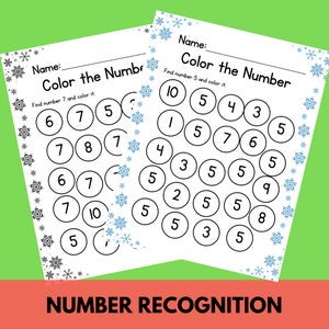 Winter Number Worksheets, Number Recognition, Number Writing, Number ...