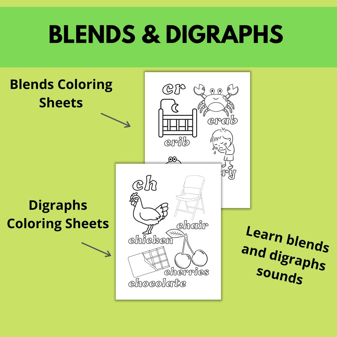 Blends and Digraphs Coloring Book,blends and Digraphs Coloring Pages ...