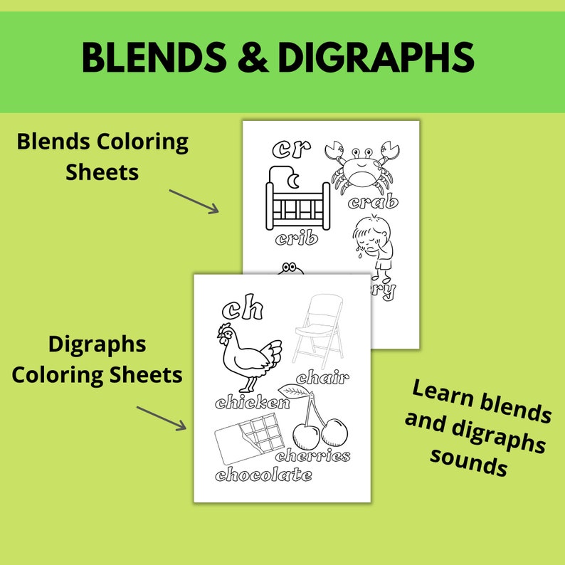 Blends and Digraphs Coloring Book,blends and Digraphs Coloring Pages ...