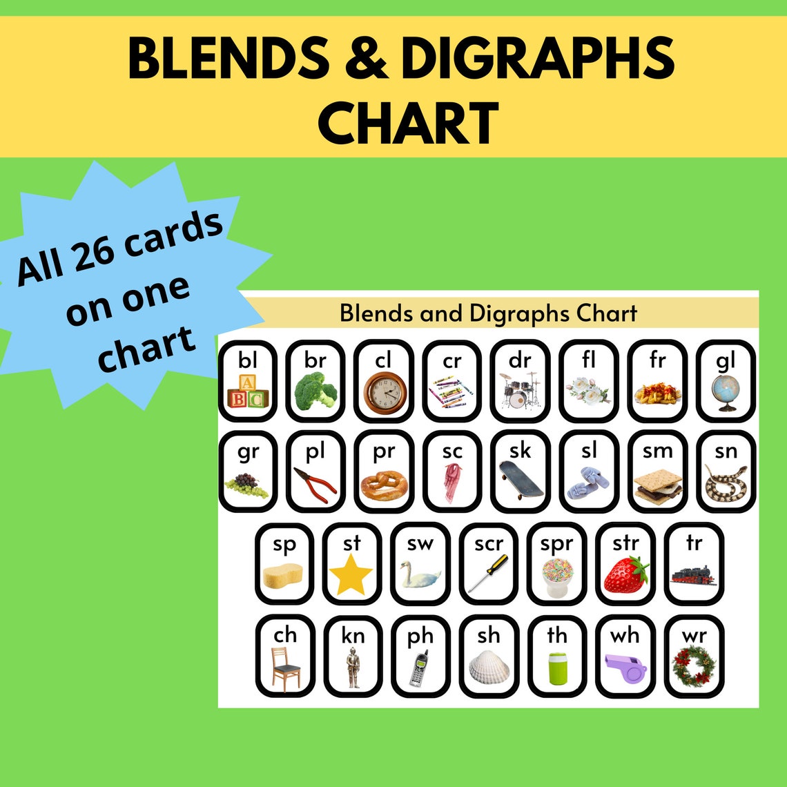 Blends and Digraphs Bundle,blends and Digraphs Cards,blends and ...