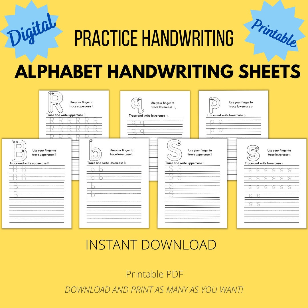 Alphabet Handwriting Practice Sheets, ABC Tracing (digital Download) - Etsy