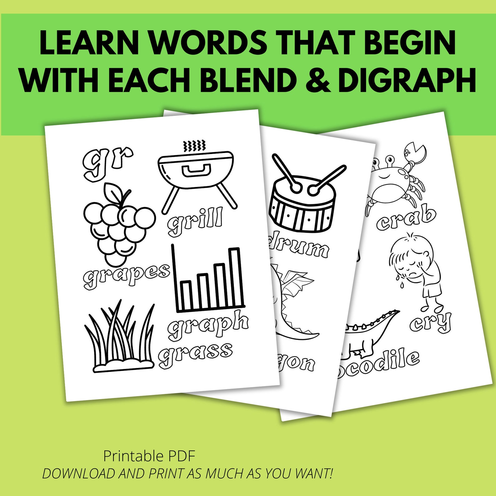 Blends and Digraphs Coloring Book,blends and Digraphs Coloring Pages ...