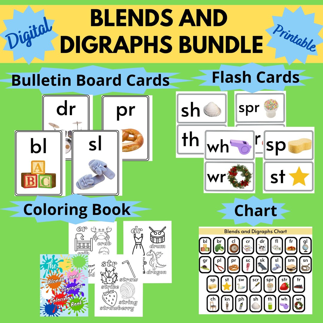 Blends and Digraphs Bundle,blends and Digraphs Cards,blends and ...