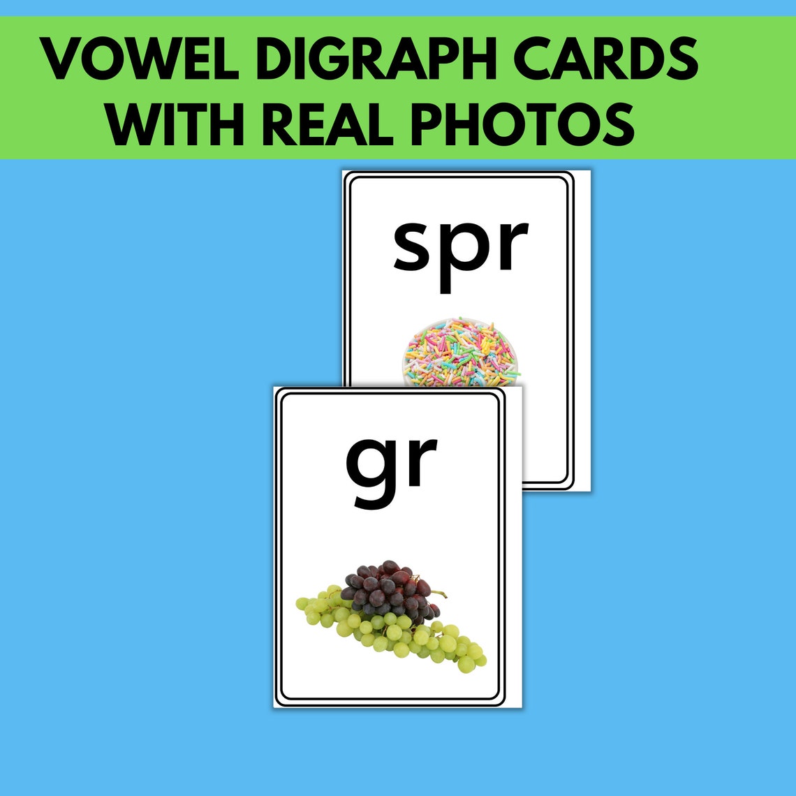 Vowel Digraph Bulletin Board Cards, Phonics (digital Download) - Etsy