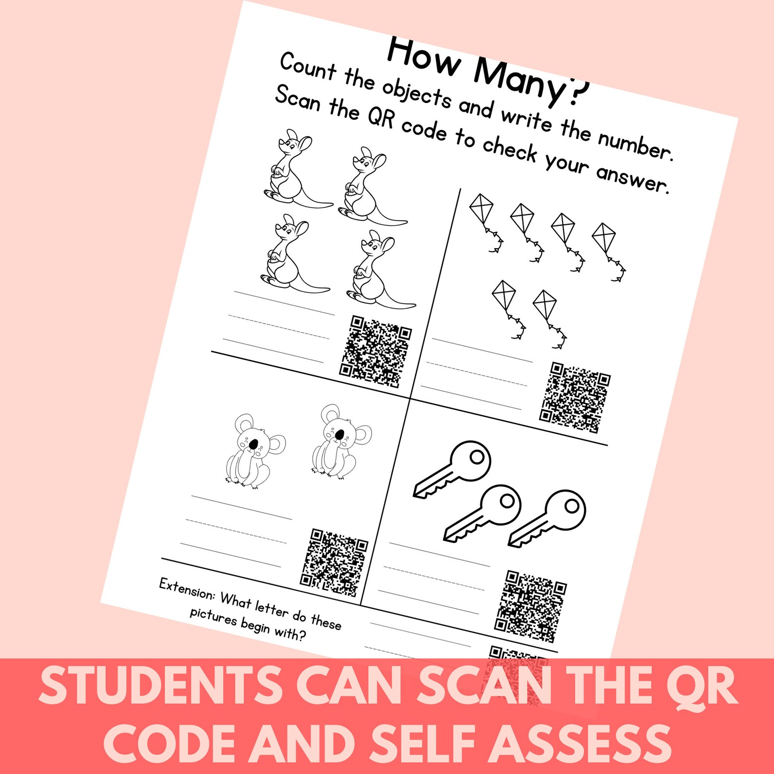 QR Code Counting Worksheets, QR Code Numbers 1-10, QR Code Math ...