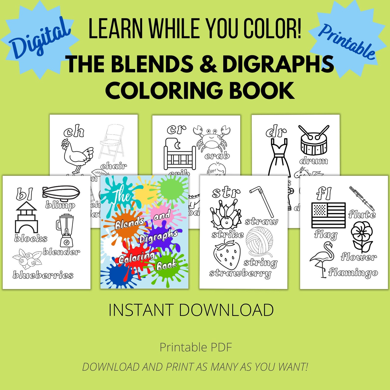 Blends and Digraphs Coloring Book,blends and Digraphs Coloring Pages ...