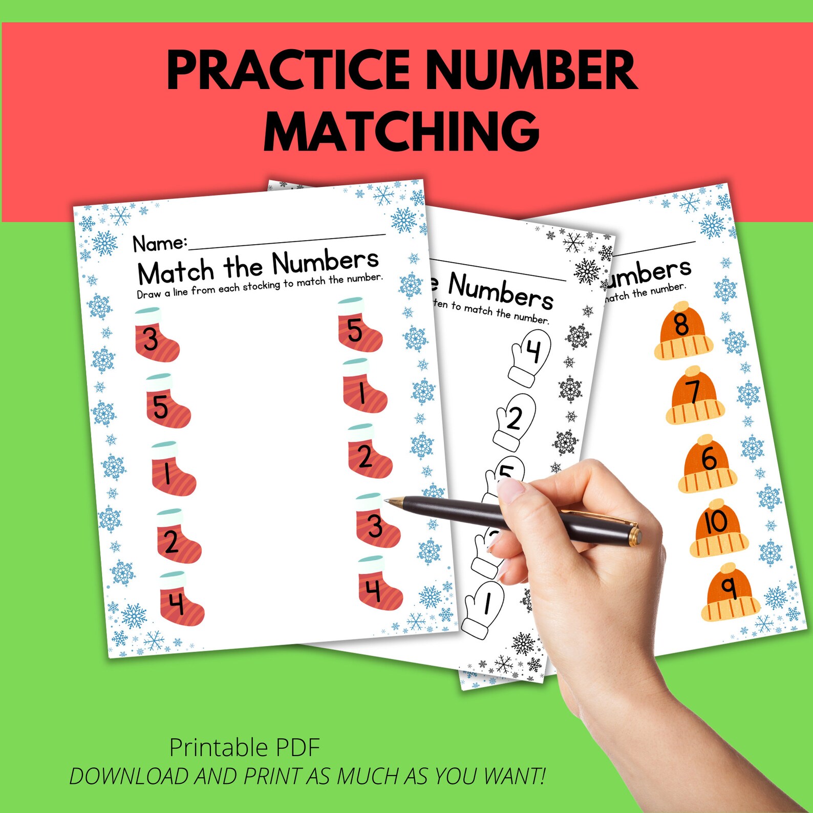 Winter Number Worksheets, Number Recognition, Number Writing, Number ...