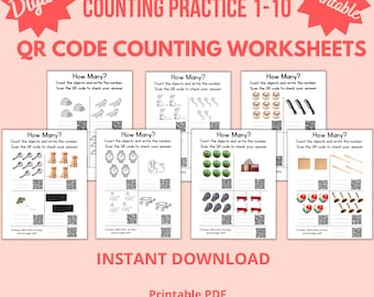 QR Code Counting Worksheets, QR Code Numbers 1-10, QR Code Math ...