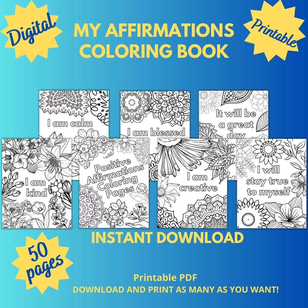 Positive Affirmations Coloring Pages,positive Affirmations,affirmations ...