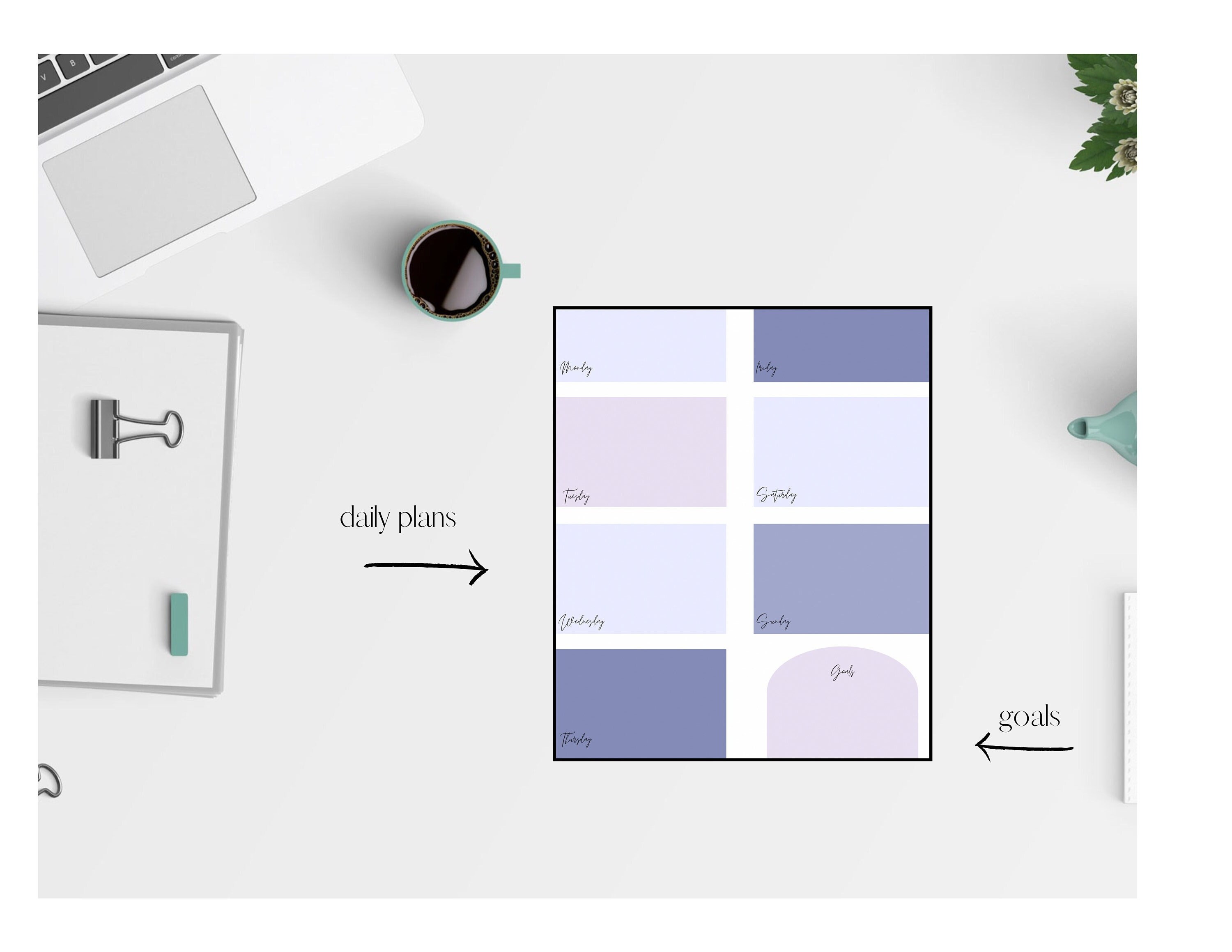 Digital Customizable Weekly Planner With Goal Section. Digital Template ...