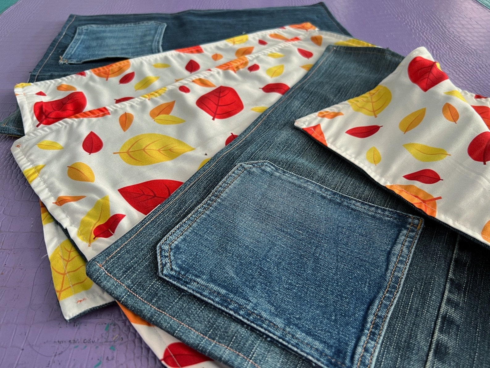 Denim Service Table Set, Set of Dinning Table, Jean Placemats, Denim ...