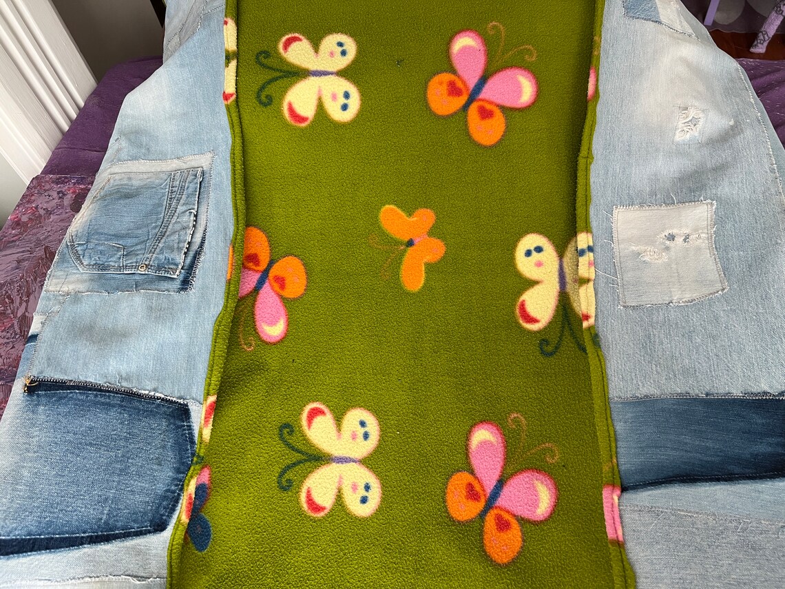 Recycled Denim Blanket, Eco-friendly Denim Throw, Repurposed Jean Sofa ...