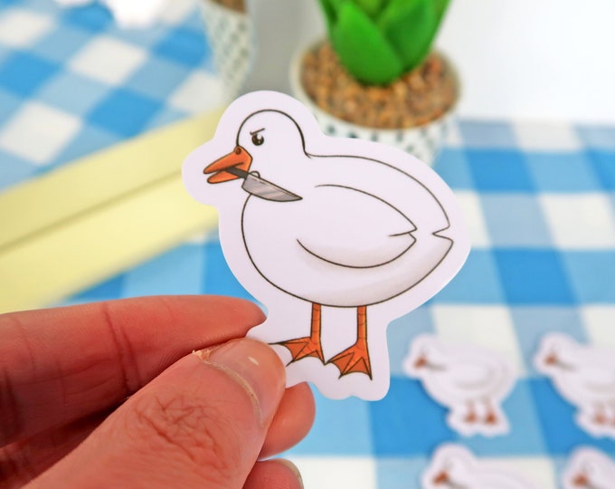 Knife Duck Sticker Funny Duck Sticker, Laptop Sticker, Cute Sticker ...