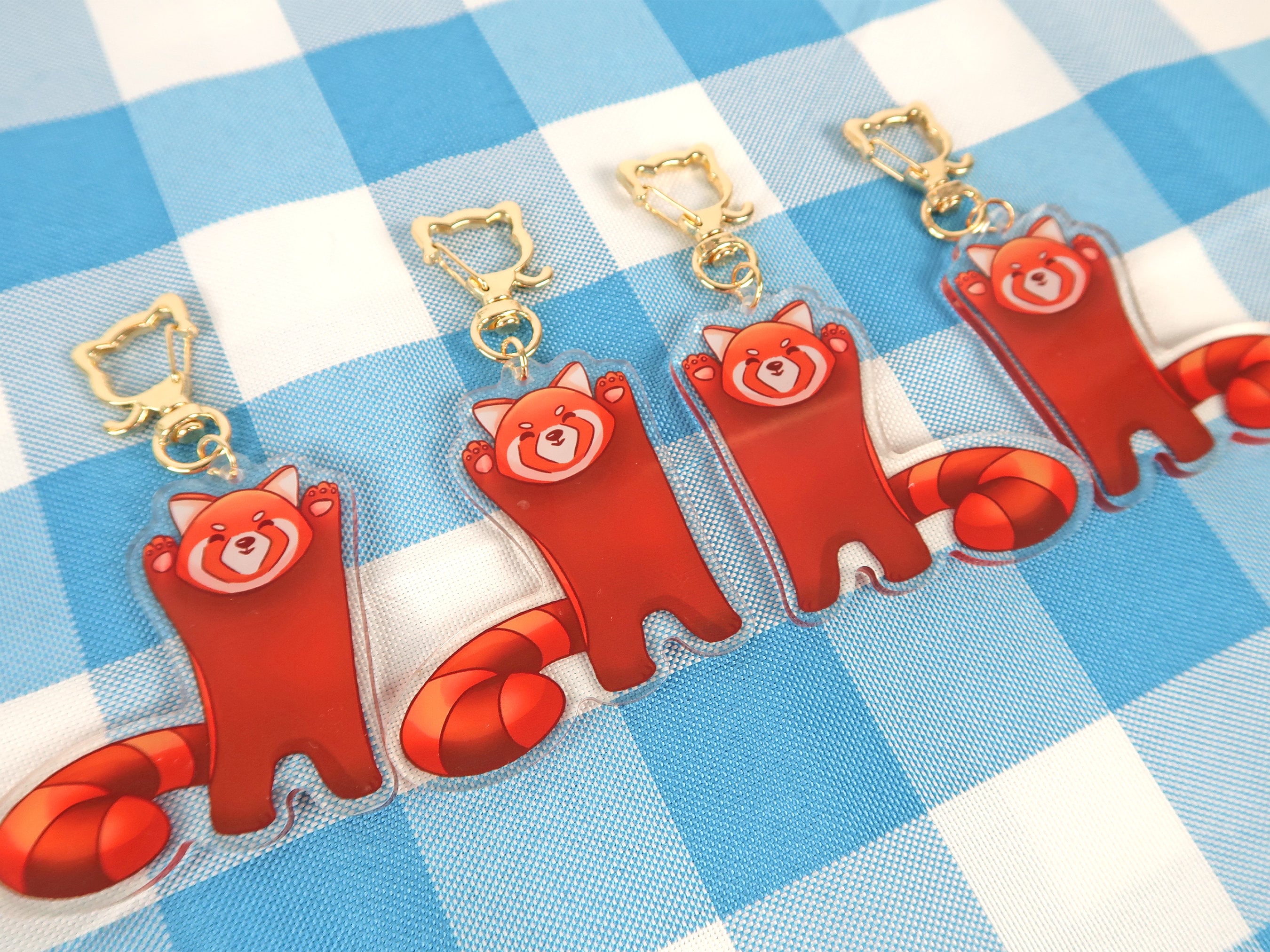 Acrylic Red Panda Keychains Clear Acrylic Keyring Adorable Animal ...