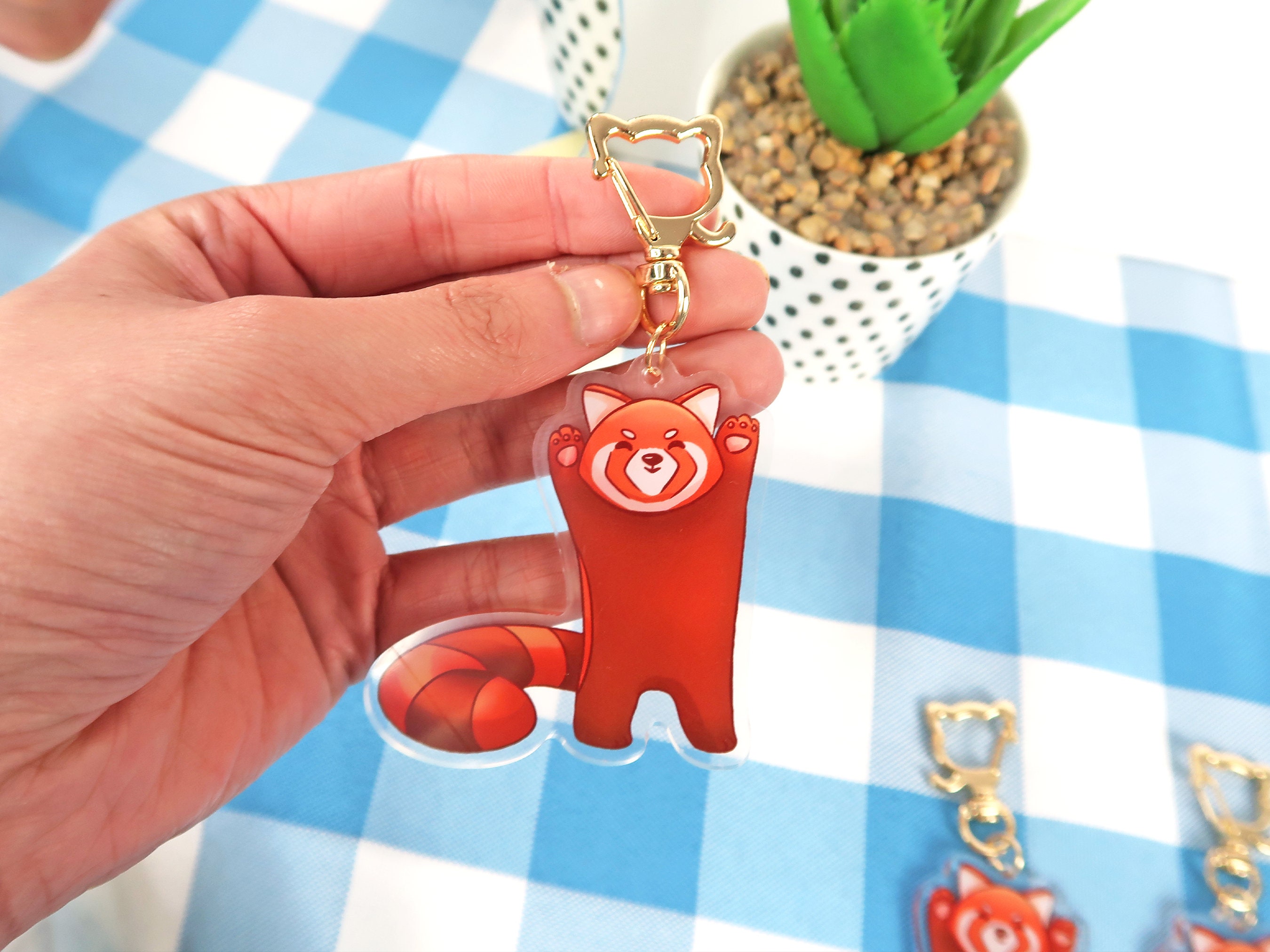 Acrylic Red Panda Keychains Clear Acrylic Keyring Adorable Animal ...