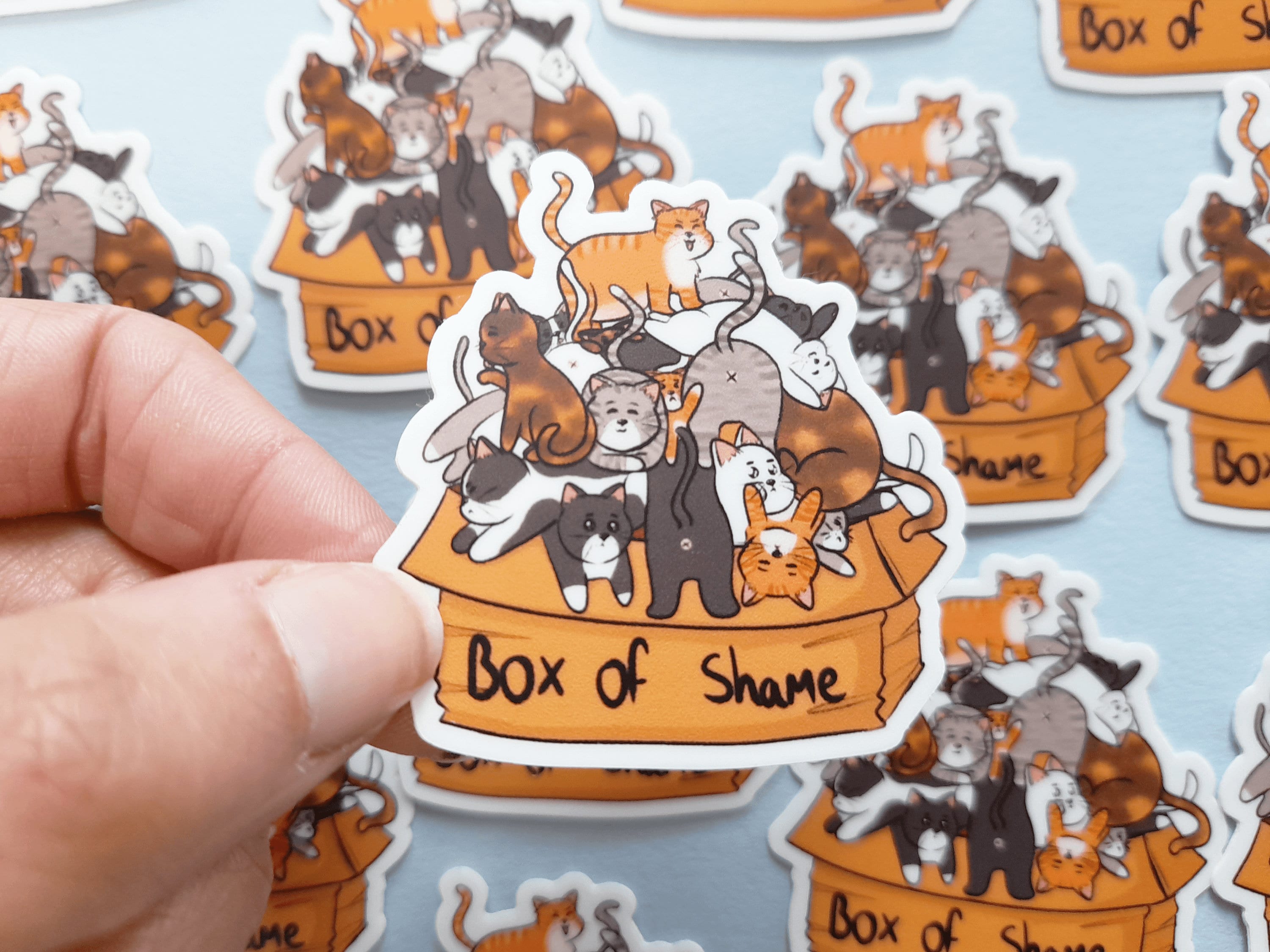 Cat Box of Shame Sticker L Kawaii Sticker L Funny Stickers L Cute Cat ...