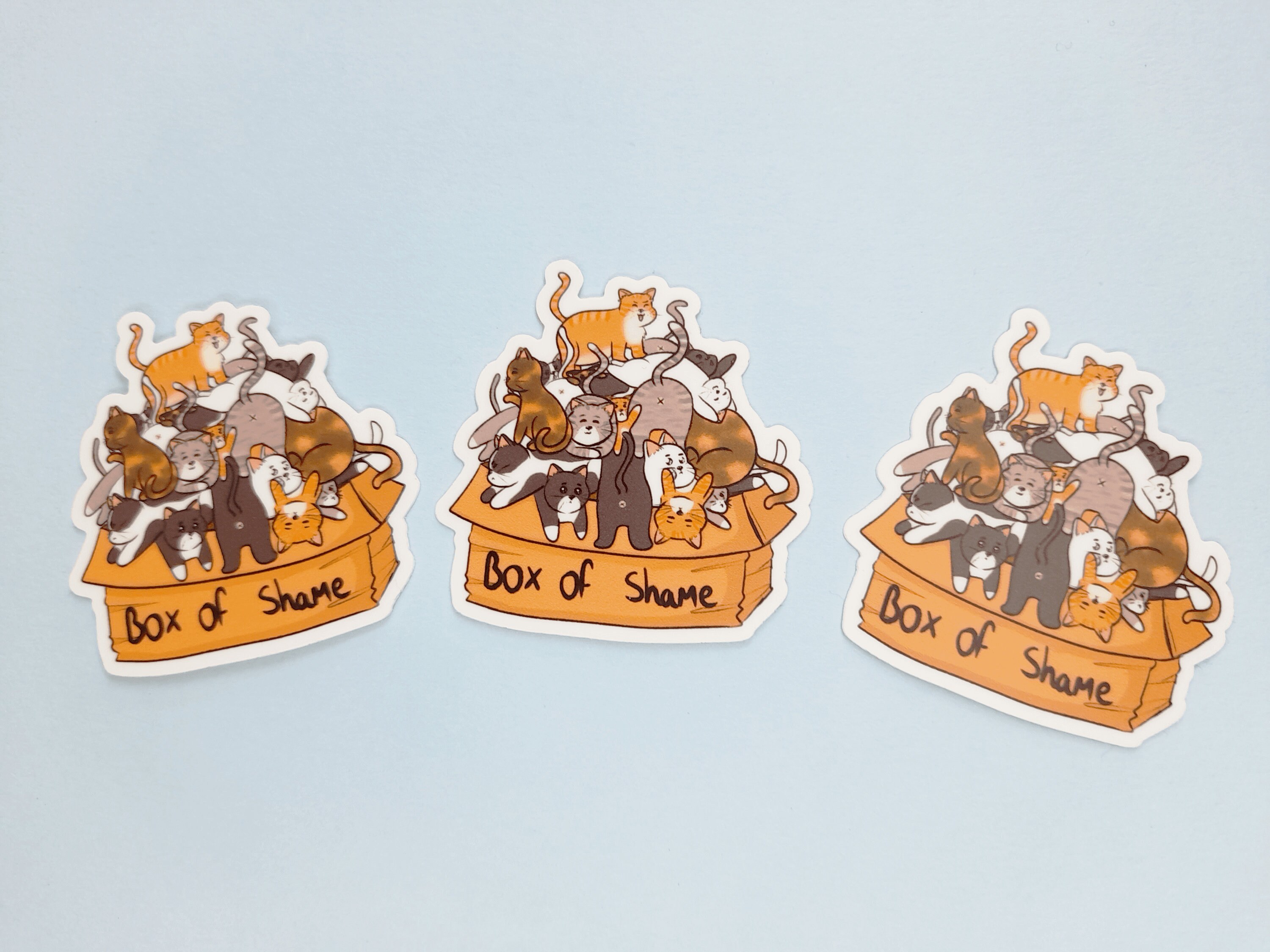 Cat Box of Shame Sticker L Kawaii Sticker L Funny Stickers L Cute Cat ...