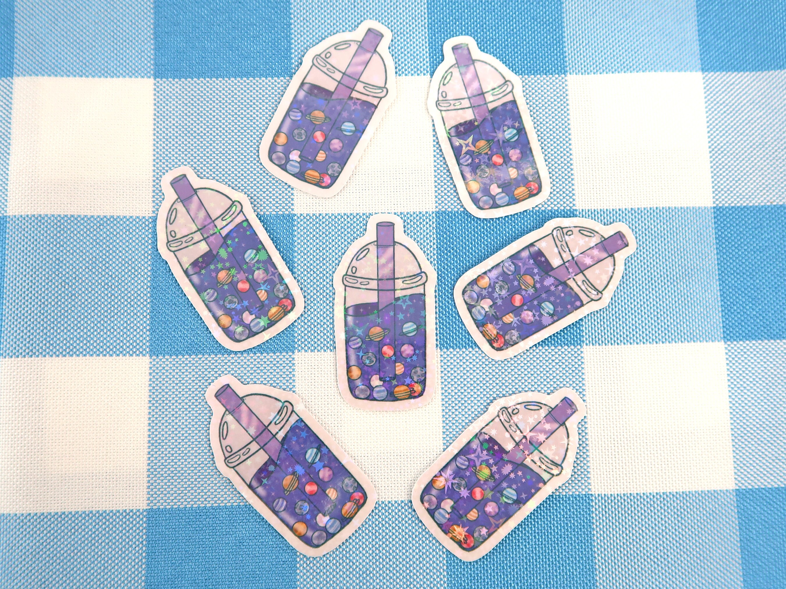 Holographic Space Boba Sticker Waterproof Vinyl Sticker - Etsy
