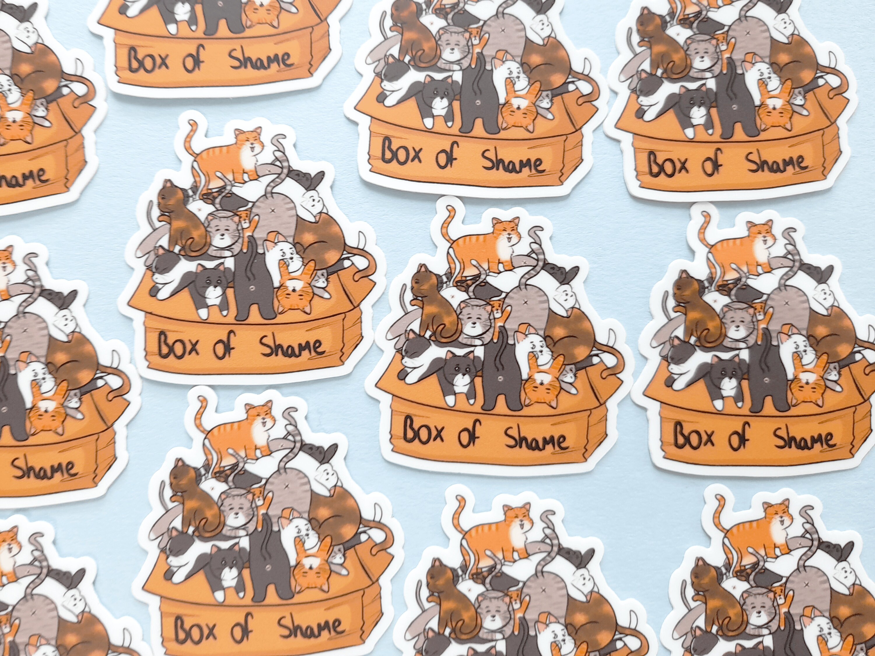 Cat Box of Shame Sticker L Kawaii Sticker L Funny Stickers L Cute Cat ...