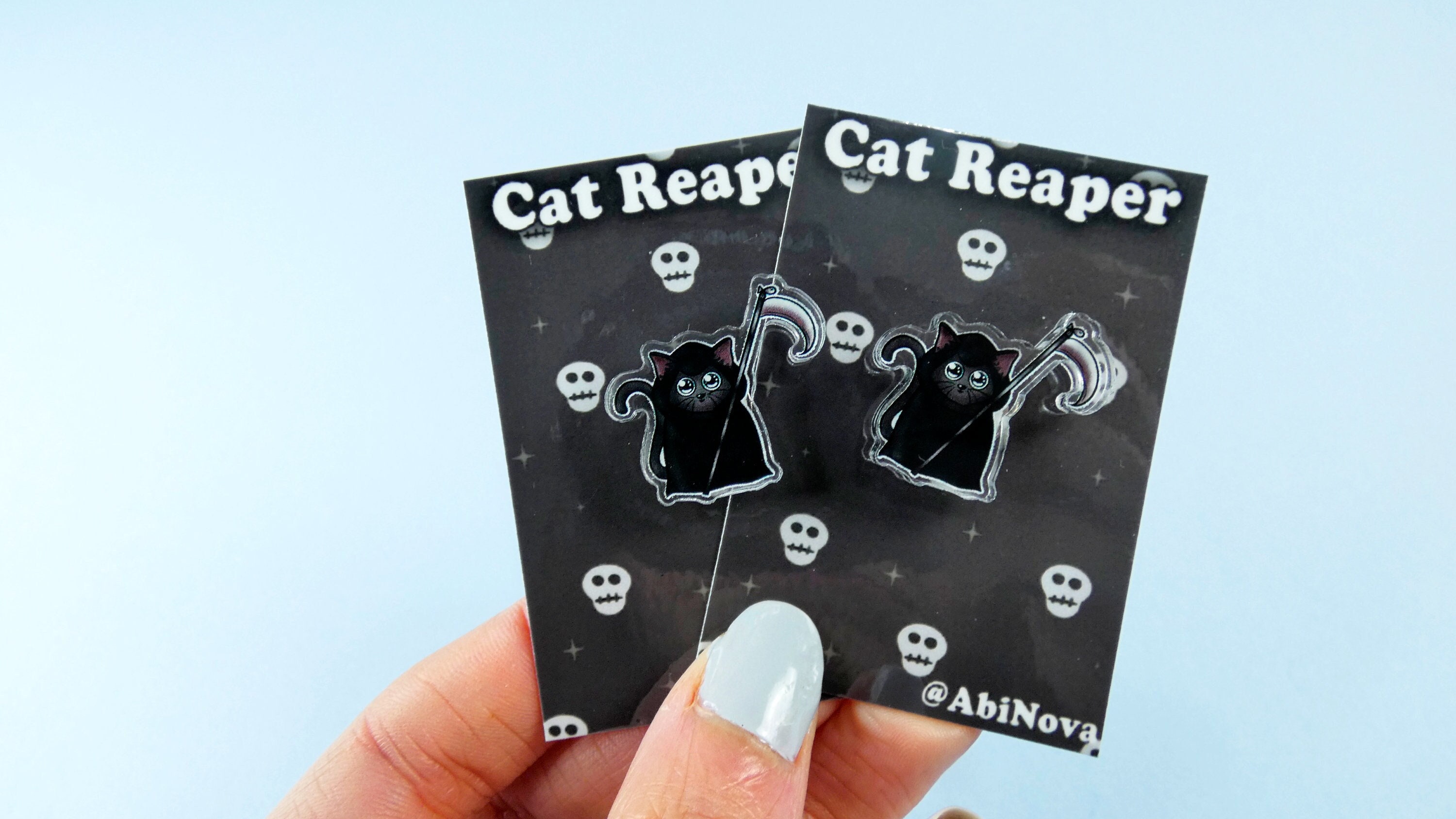 Grim Reaper Black Cat Miniature Acrylic Pin Cute Cat Accessory for ...