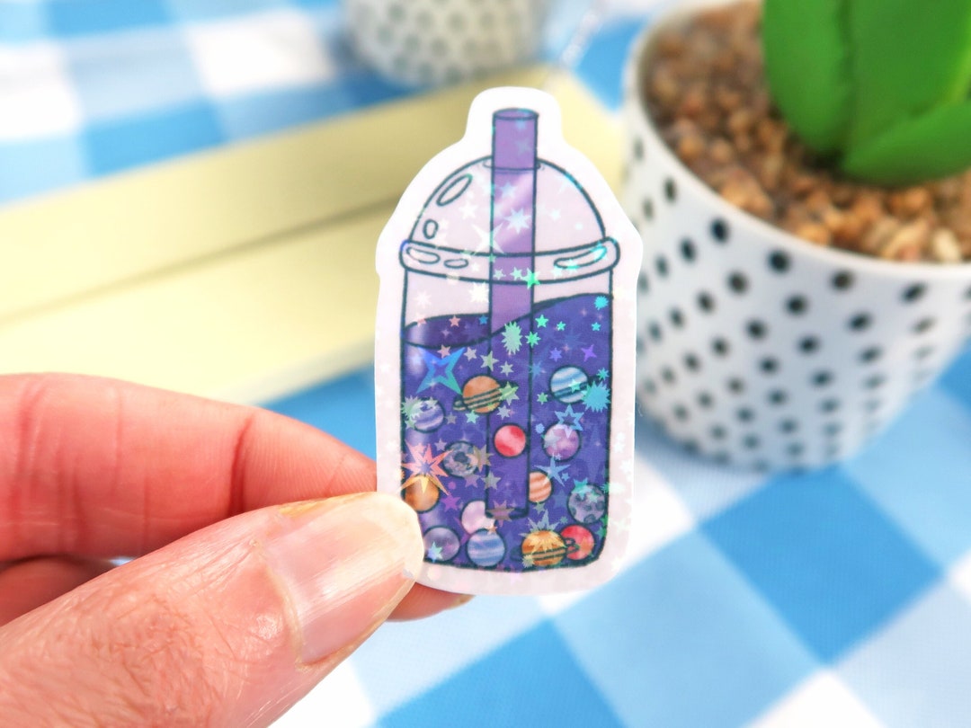 Holographic Space Boba Sticker ~ Waterproof Vinyl Sticker ~ Cute Die ...