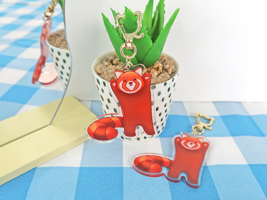 Acrylic Red Panda Keychains ~ Clear Acrylic Keyring ~ Adorable Animal ...