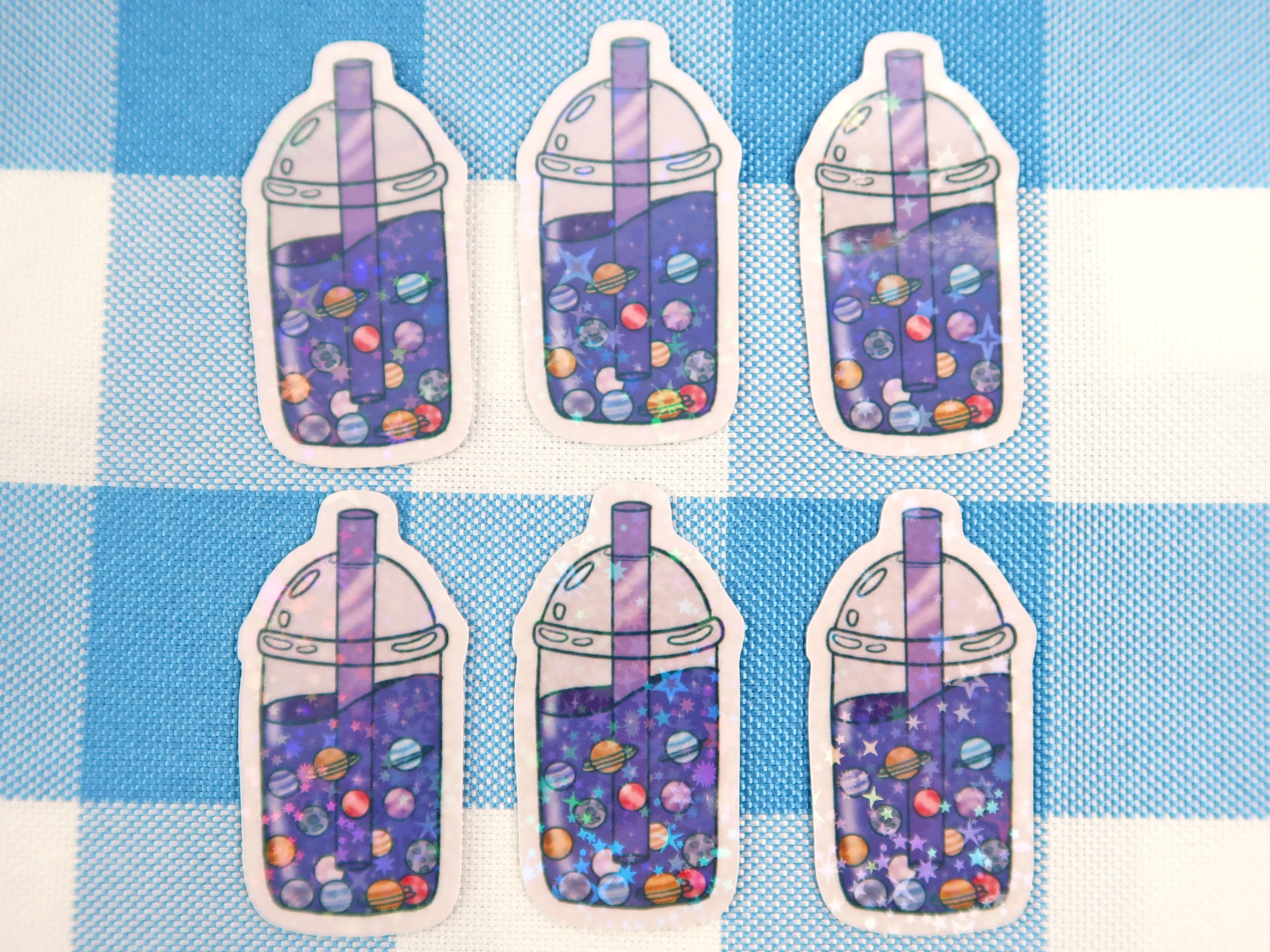 Holographic Space Boba Sticker Waterproof Vinyl Sticker - Etsy