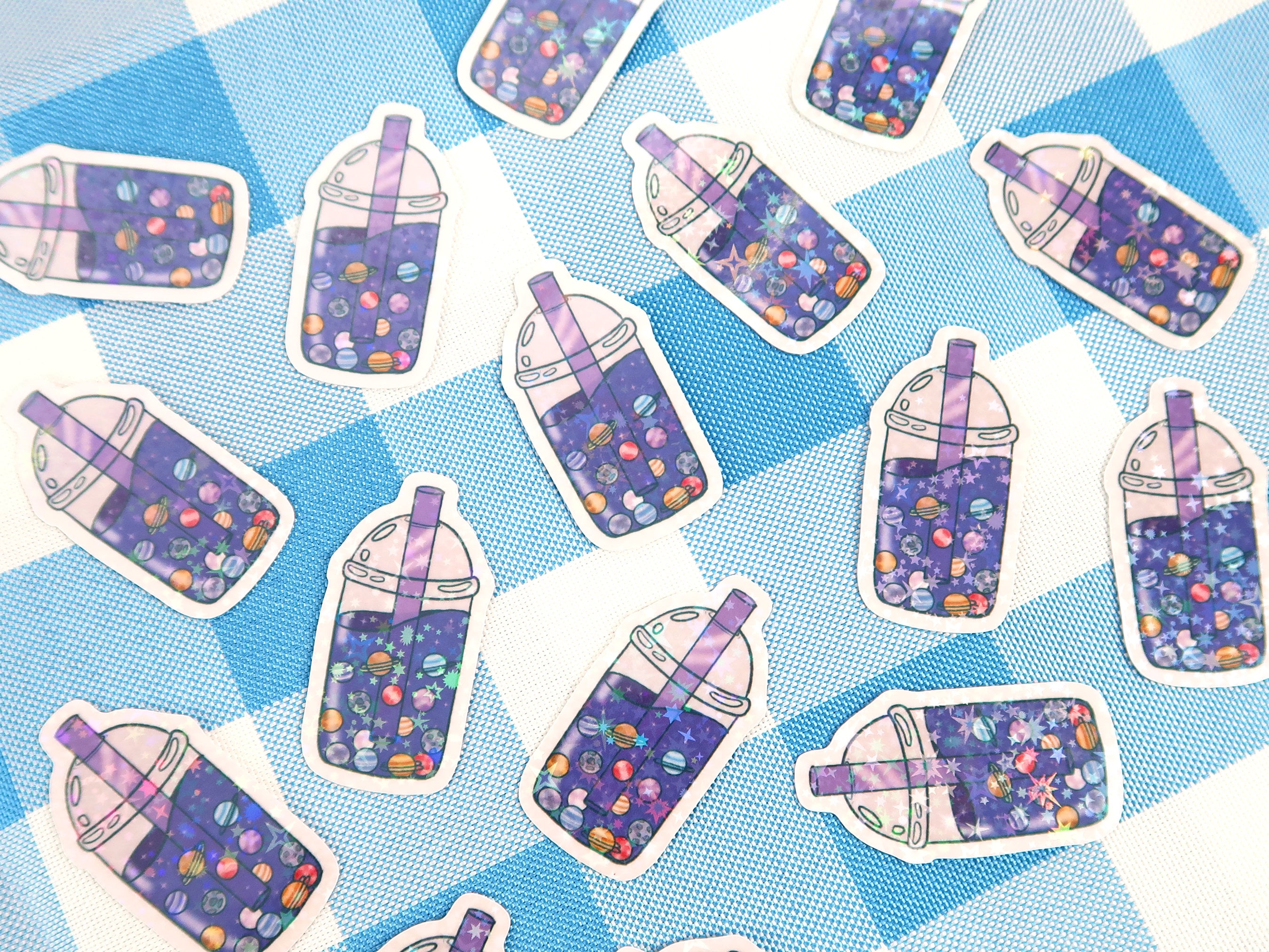 Holographic Space Boba Sticker Waterproof Vinyl Sticker - Etsy