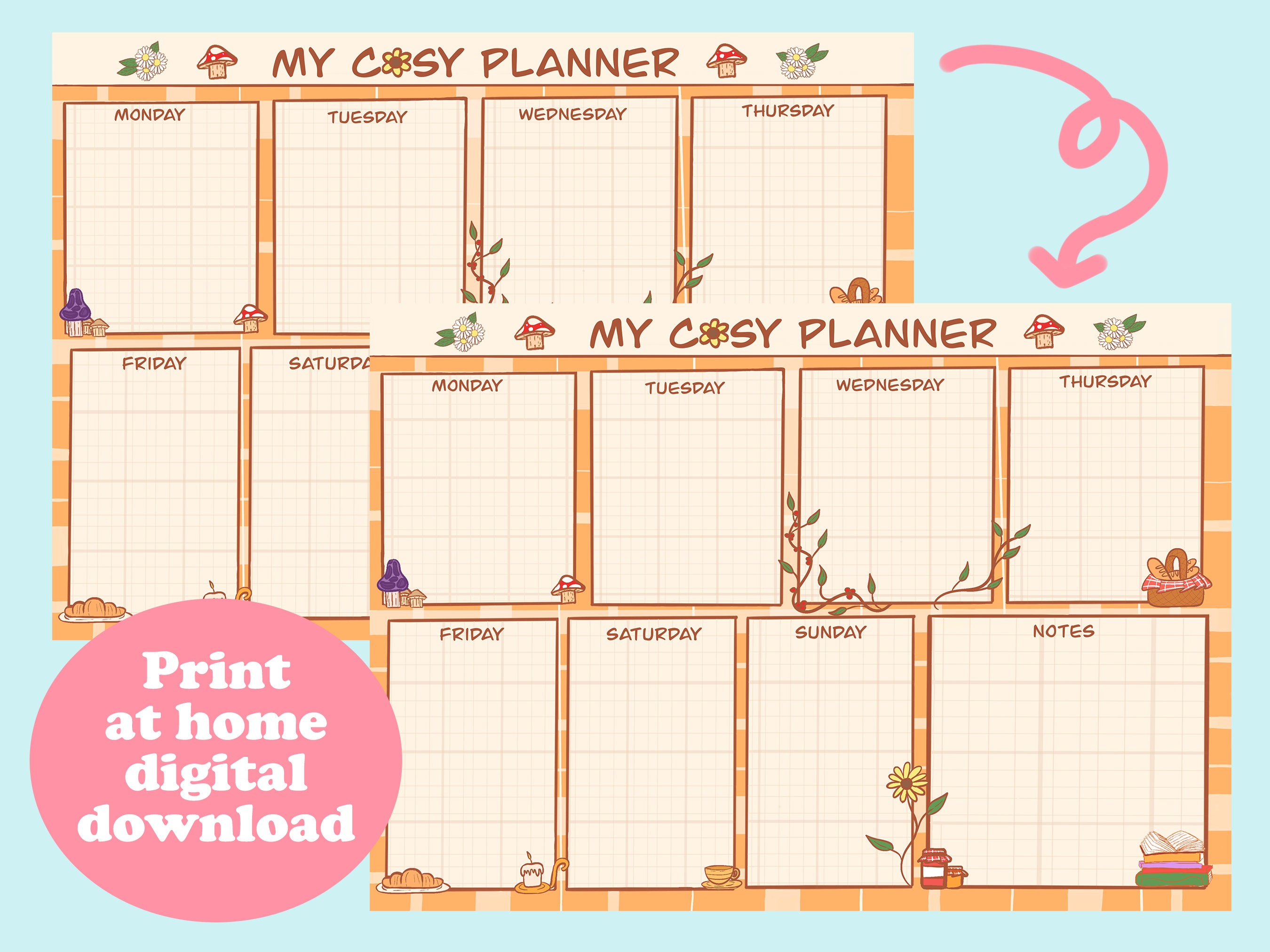 Printable Cosy Weekly Planner ~ Digital Downloads ~ A4 Planner Pads ...