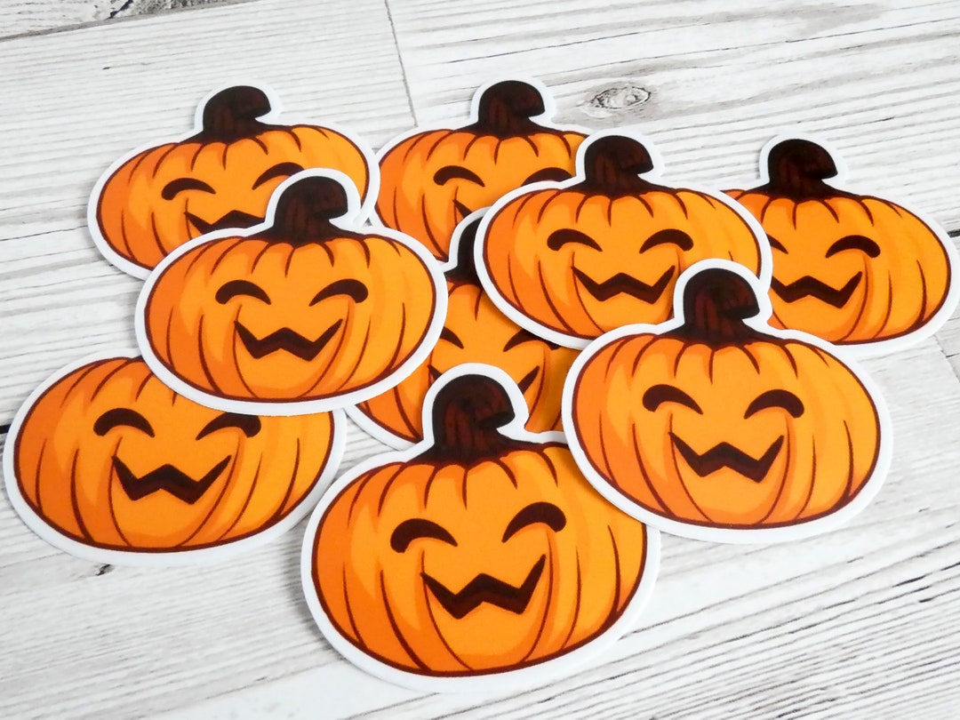 Waterproof Pumpkin Die Cut Sticker - Adorable Cartoon Die Cut Sticker ...
