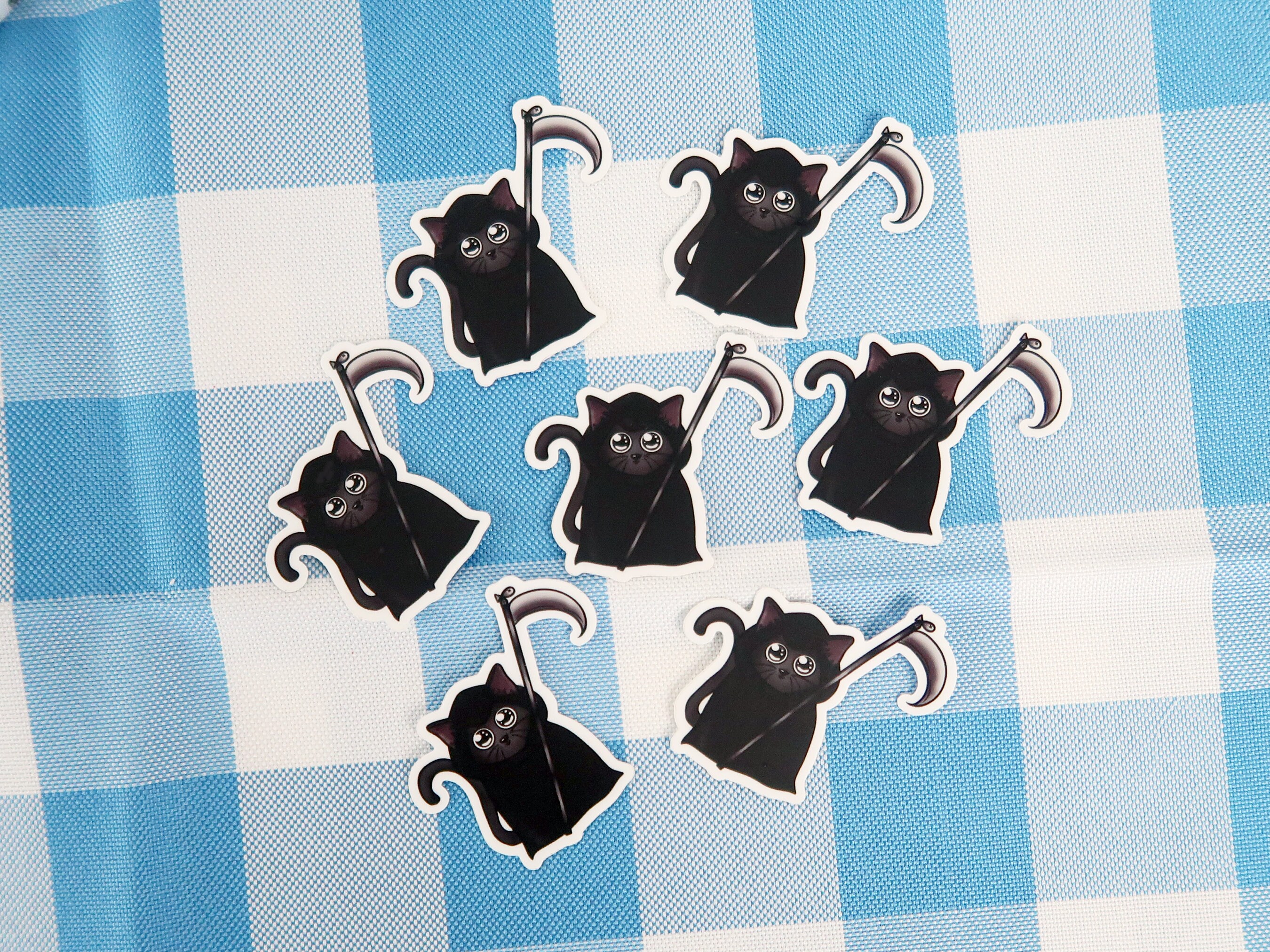 Cat Reaper Sticker Cute Black Cat Sticker Waterproof Die Cut Vinyl ...
