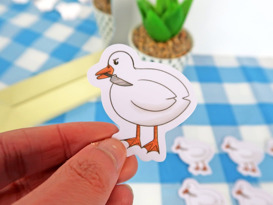 Angry Knife Duck Sticker ~ Waterproof Vinyl Die Cut Stickers ~ Funny ...