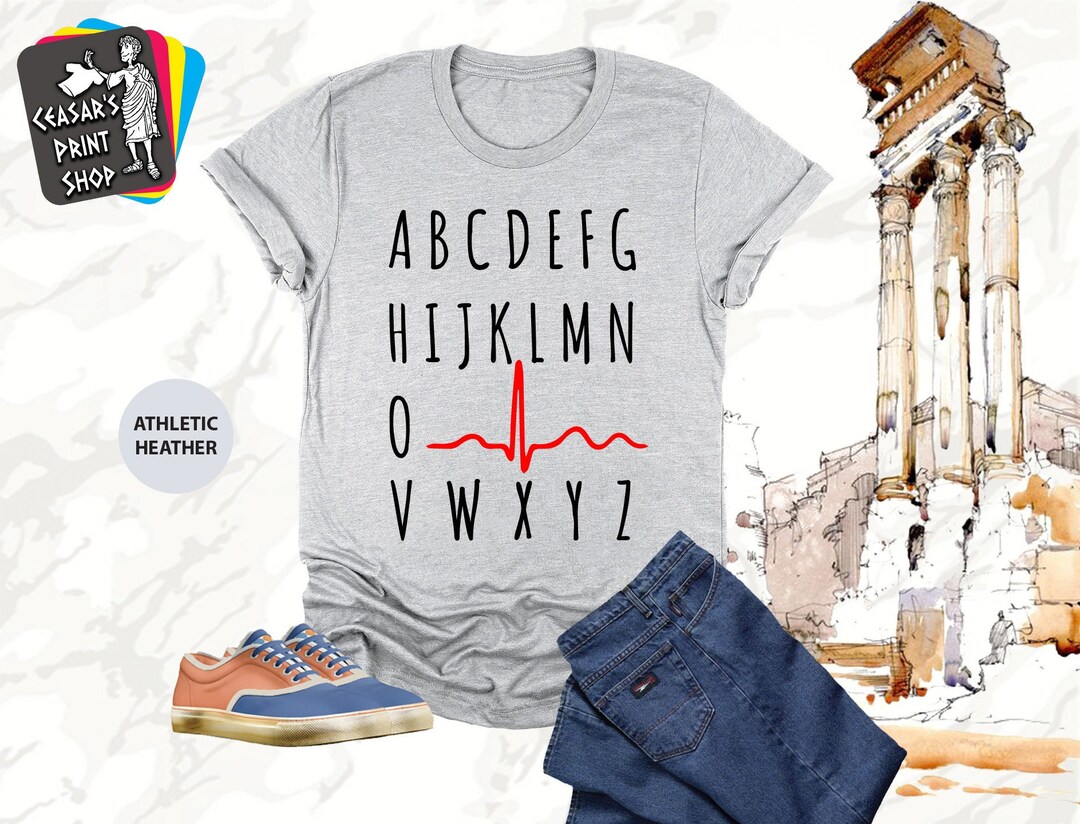 EKG Alphabet Shirt,cardiology Shirt,heartbeat Alphabet Shirt,nursing ...
