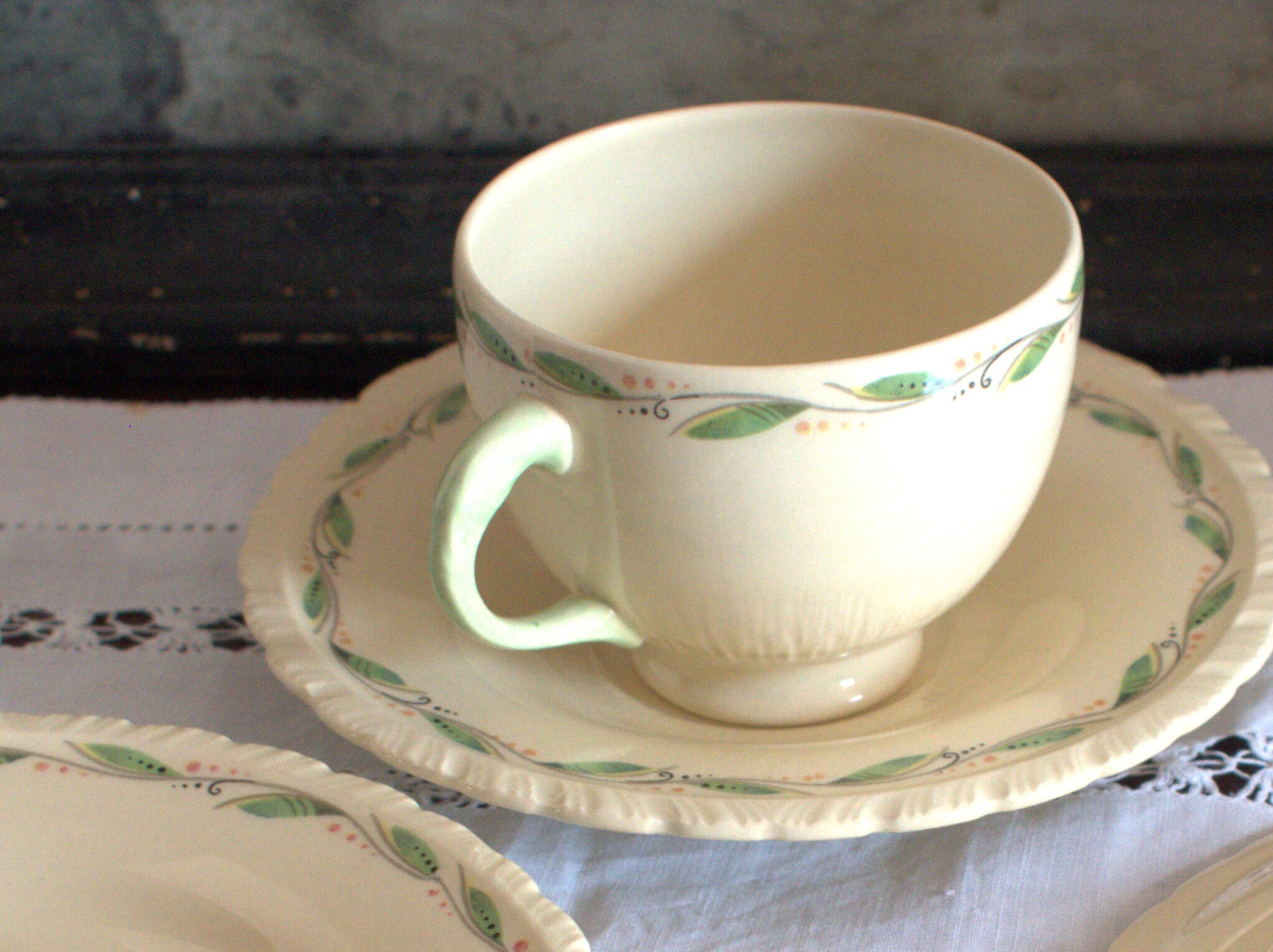 New Hall Pottery, Romney Pattern Quad - Set of Cup, Saucer and 2 Side ...