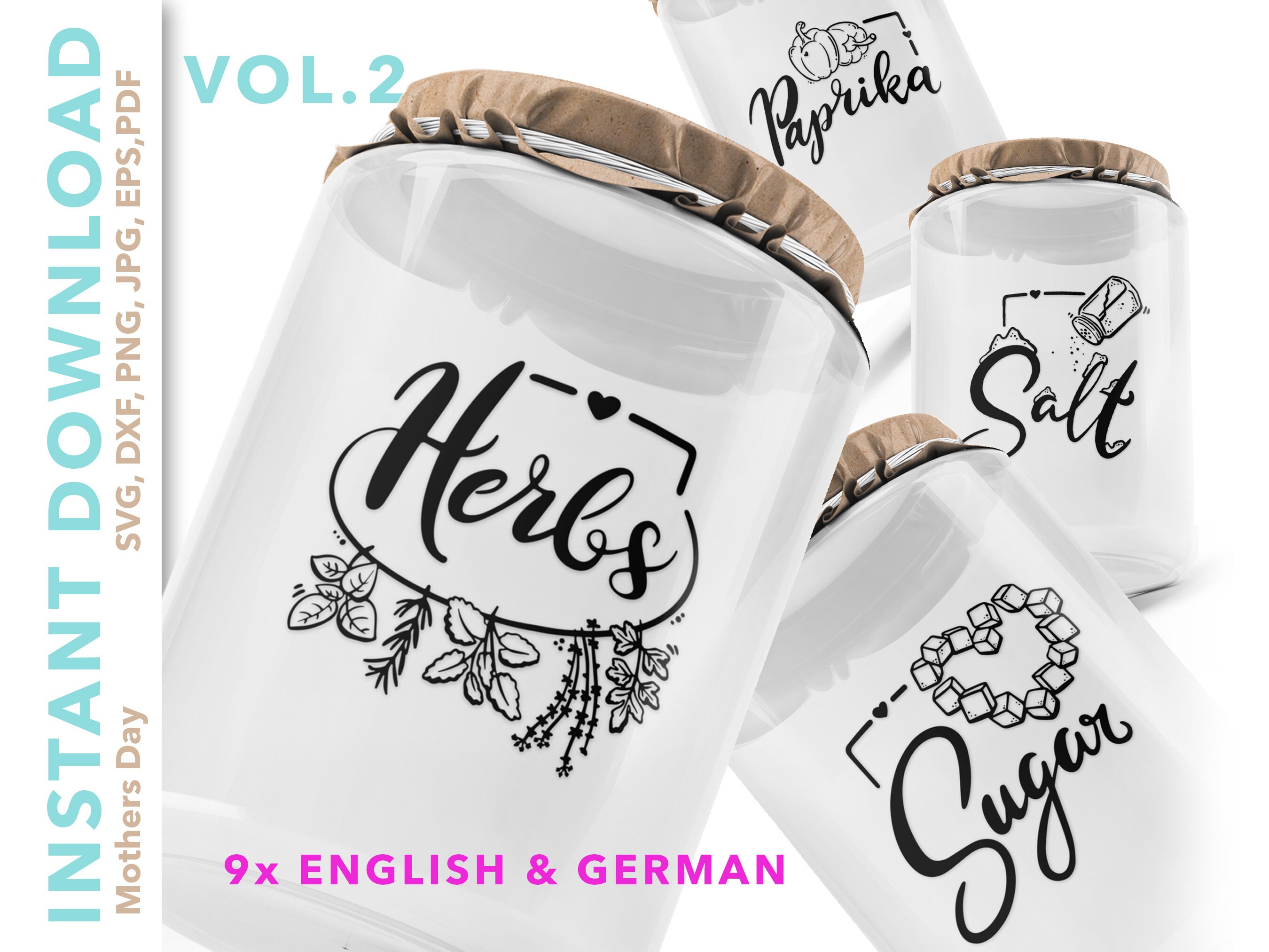 VOL.2 Kitchen Pantry Jar Labels Bundle SVG Digital Instant Download - Etsy