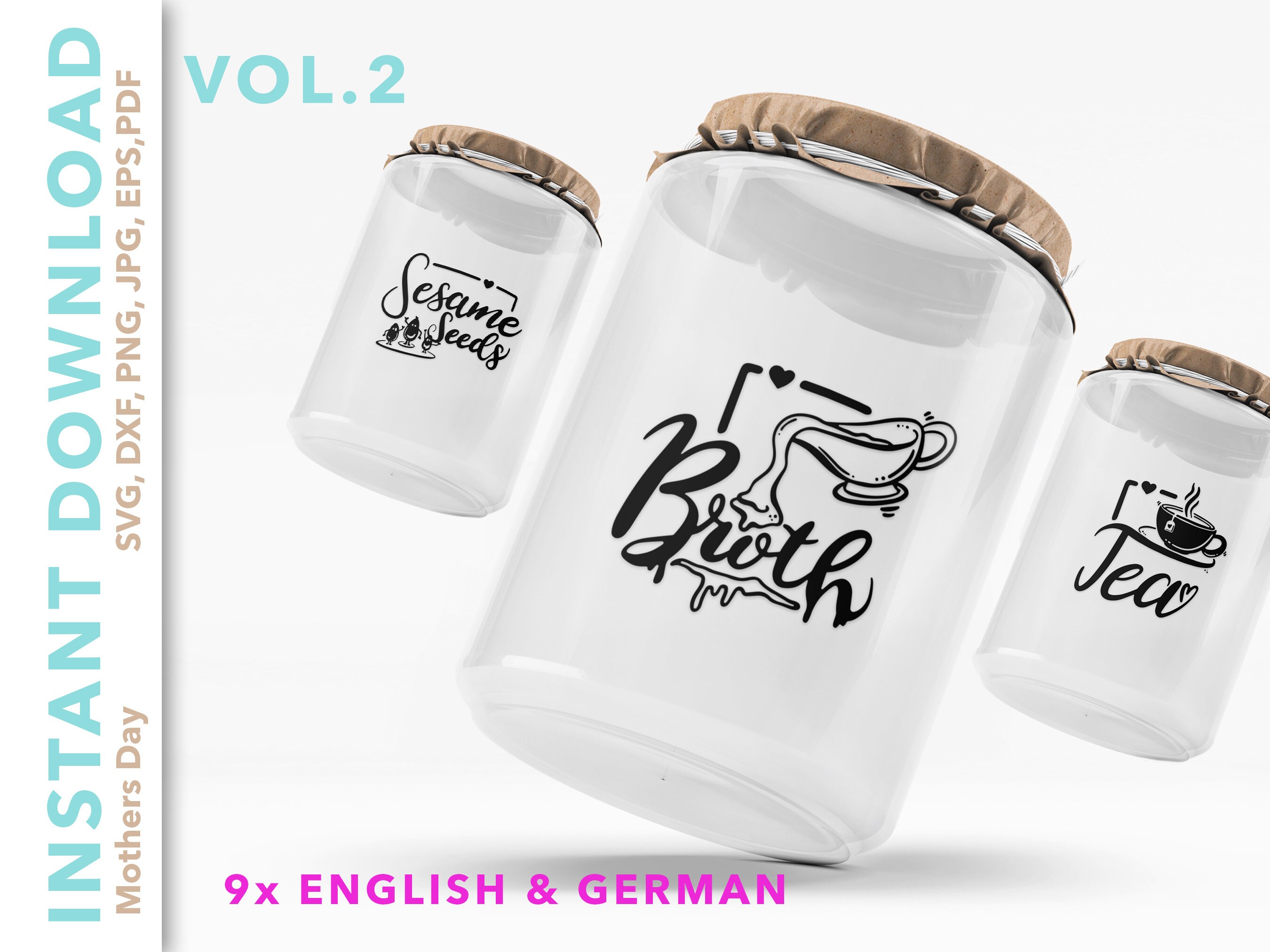 VOL.2 Kitchen Pantry Jar Labels Bundle SVG Digital Instant Download - Etsy