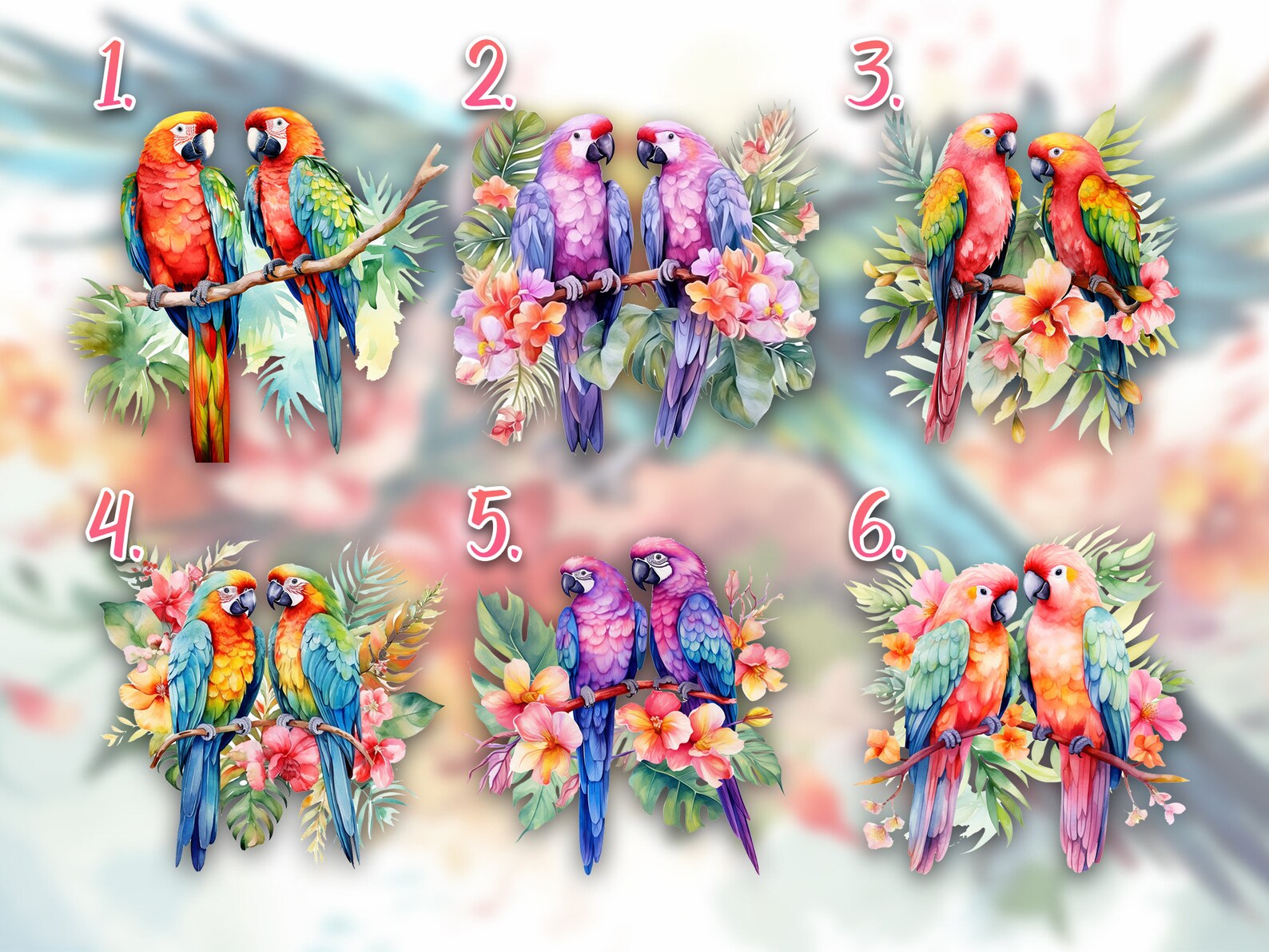 30 Watercolor Parrot PNG Parrot Bundle Parrot Clipart Tropical Birds ...