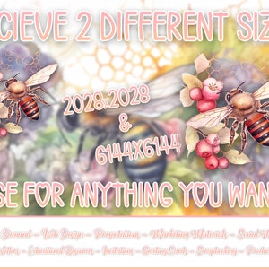 20 Floral Bee Watercolor Clip Art Bundle - Bee Artwork, 300DPI ...