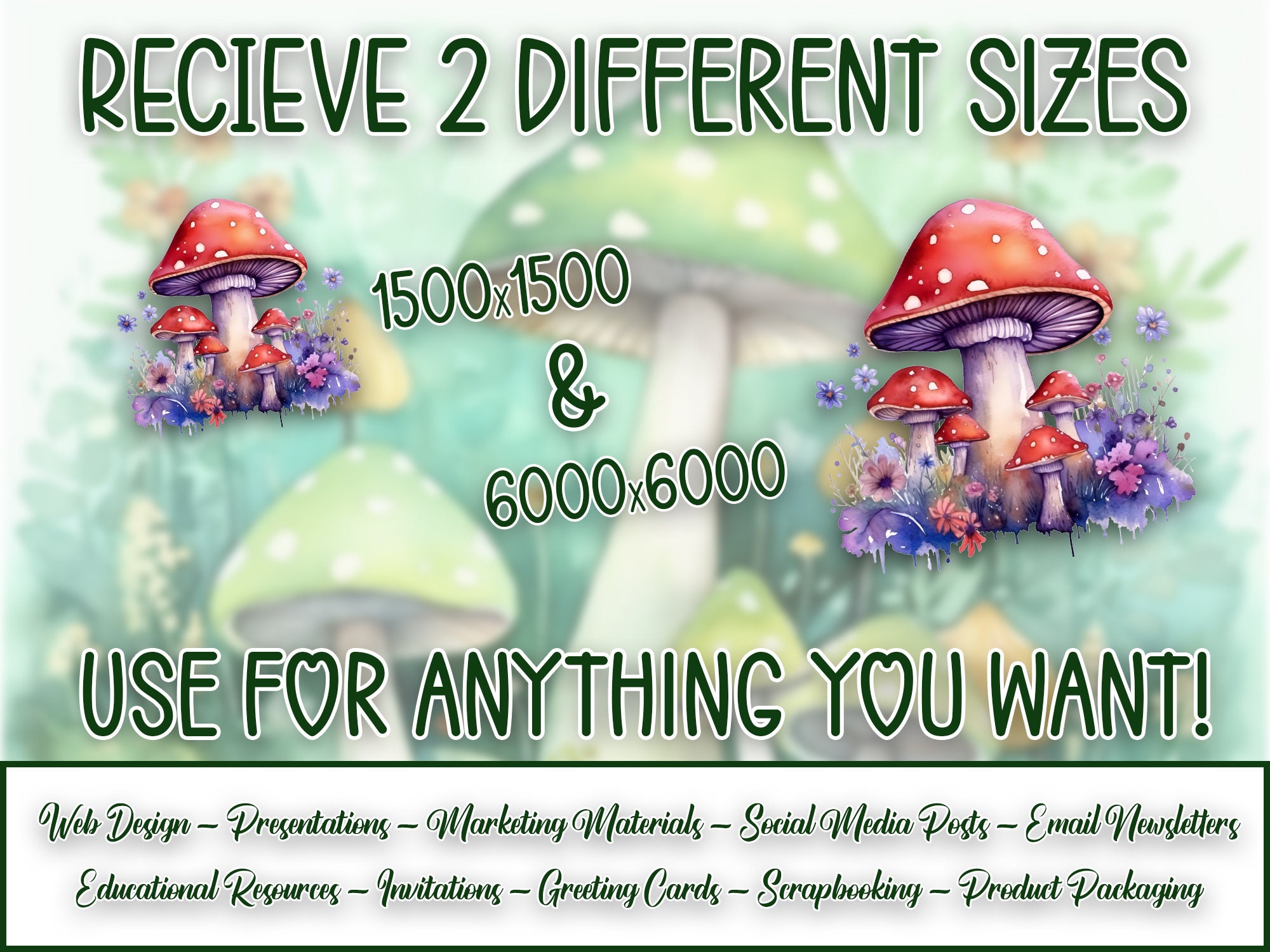 30 Floral Mushroom Watercolor Clipart Bundle Fungi Artwork,printable ...