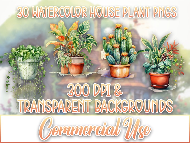 30 House Plant Potted Plant Clipart Watercolor Bundle | Printable, POD ...