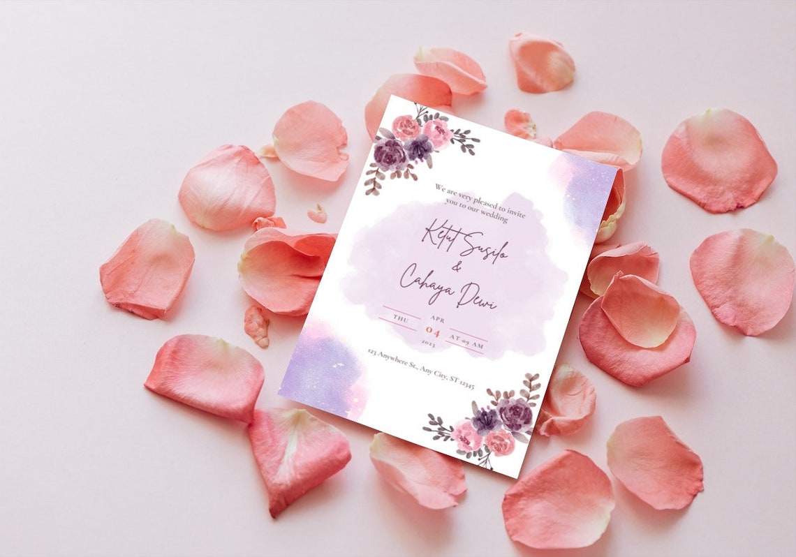 Floral Corner Aesthetic Wedding Invitation || Editable Wedding ...