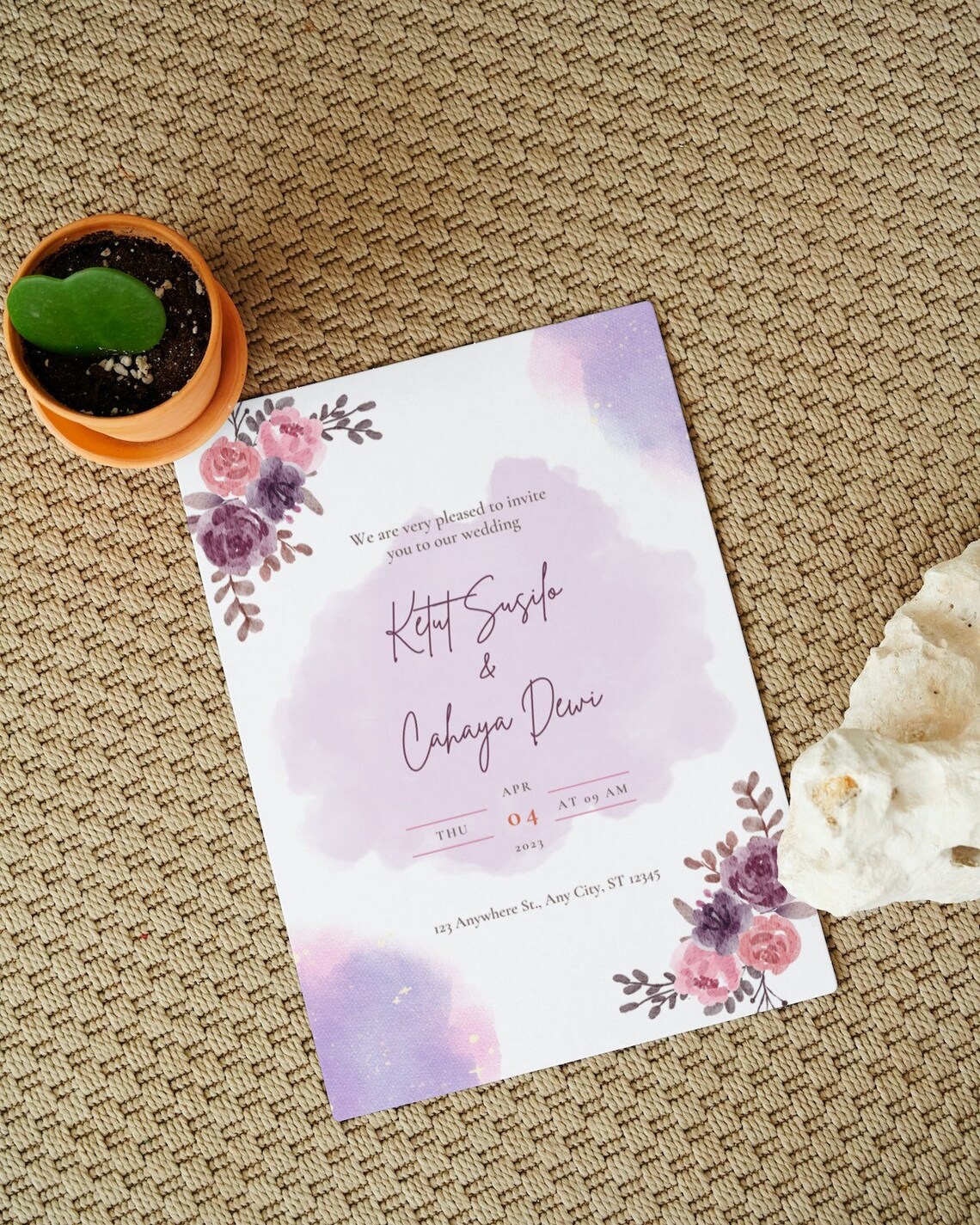 Floral Corner Aesthetic Wedding Invitation || Editable Wedding ...