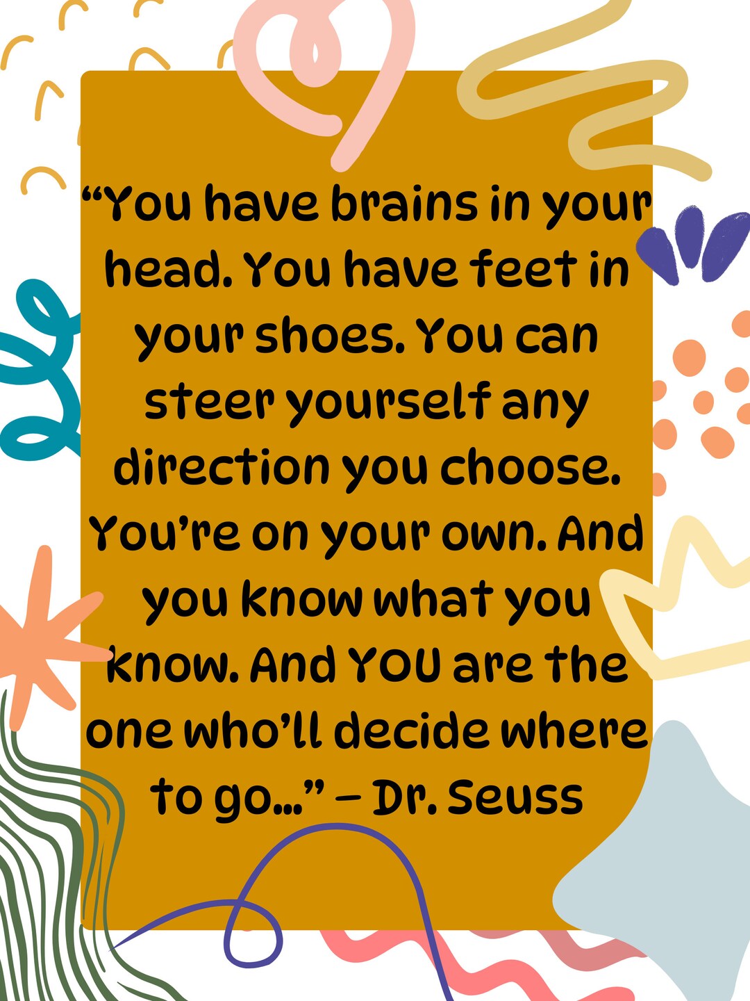 Dr Seuss Poster, Dr Seuss Artwork, Positive Posters for Kids, Daily ...